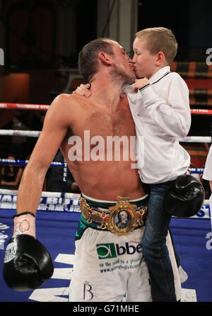 Martin Gethin celebrates victory over John Wayne Hibbert during the ...