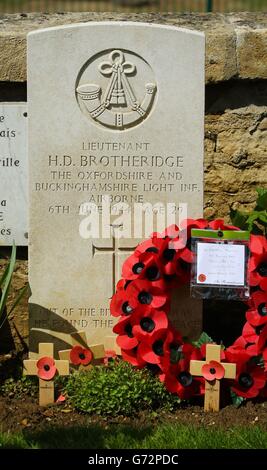 The headstone of Herbert Brotheridge in Ranville War Cemetery, Normandy ...