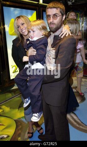 Oasis singer Liam Gallagher and Nicole Appleton with their son Gene and ...