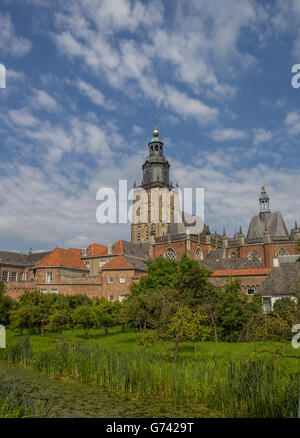 The medieval town wall of Zutphen, the Netherlands. In the background ...