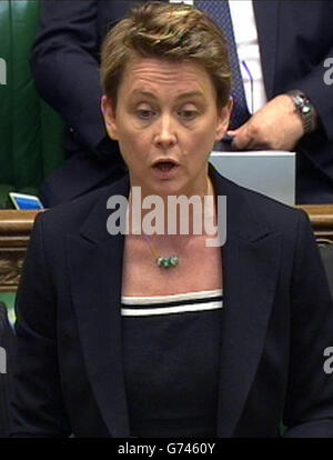 Home Secretary Yvette Cooper speaks to police officers who were on duty ...
