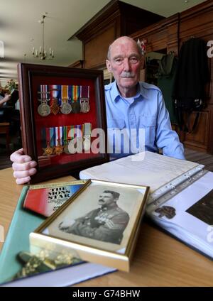Chelsea Pensioner Michael Funnell poses with his father medals as ...