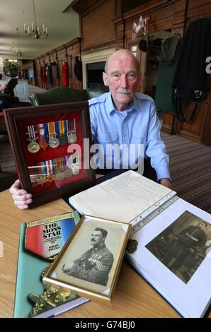 Chelsea Pensioner Michael Funnell poses with his father medals as ...