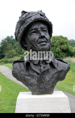 Statue of Major John Howard at Pegasus Bridge marking the landing of ...