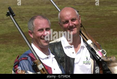 Northern Ireland's gold medalist (L-R) Martin Millar and David Calvert ...