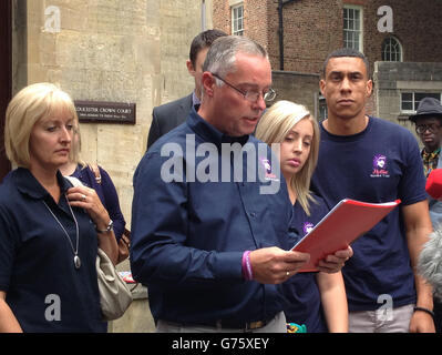 (left to right) Hollie Gazzard's mother Mandy, sister Chloe and father ...