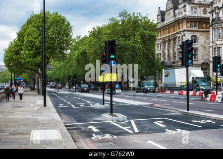 London Cycle Super Highway , two lane cycle path along Thames riverside ...