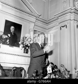 Ian Smith, Rhodesia prime minister, at home with pet spaniel; in 1965 ...