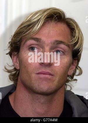 Former Springbok star Percy Montgomery with his Newport Rugby shirt ...