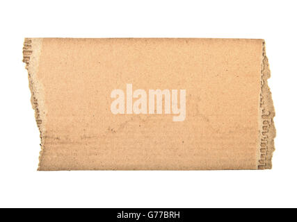 Cardboard piece isolated on white background. Top view of torn ...