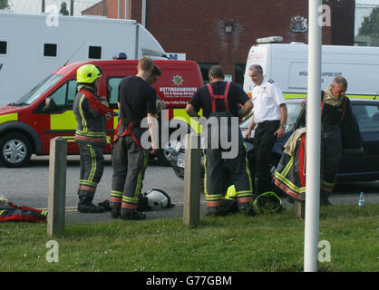 Fire fighters put equipment before entering HMP Ranby in Retford ...
