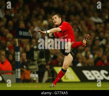Ceri Sweeney of the Welsh Rugby Union team, walks to the bus after ...