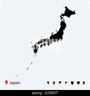 Detailed map of Japan and World map navigation set. Flat vector ...