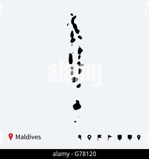 Location of Maldives on the world map, marked with Maldives flag pin ...
