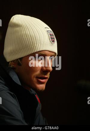 David Beckham attends a press conference after signing up for the ...