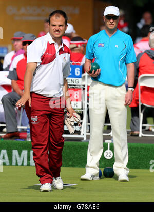England's Jamie Chestney (left) in the Men's Fours final at Kelvingrove ...