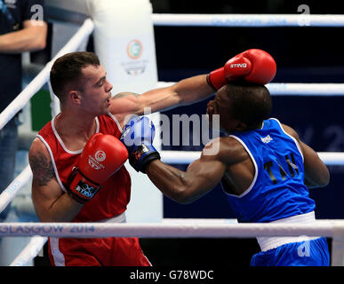 Northern Ireland's Sean Duffy (Red) in action against Namibia's Junias ...
