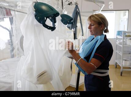 Senior Matron Breda Athan demonstrates the use of a high level ...