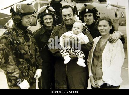 RAF Rescue Winchman, Bob Pountney with 16-year-old Sam Harcus at RAF ...