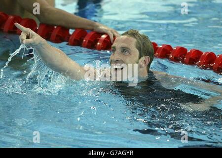British swimmer Stephen Parry celebrates after winning a Bronze Medal ...