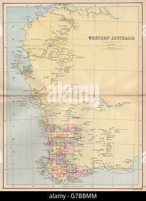 WESTERN AUSTRALIA: State map showing Counties Goldfields & Railways ...