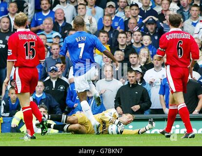 Mark Schwarzer, Middlesbrough saves at the feet of Chris Marsden ...