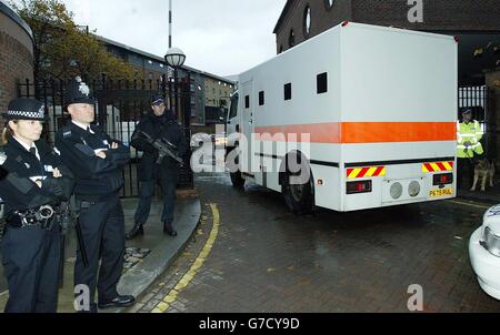 The police convoy carrying David Bieber arrives at Newcastle Crown ...