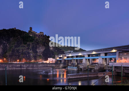 Střekov Castle ( Schreckenstein ) and barrage on the river Labe (Elbe ...