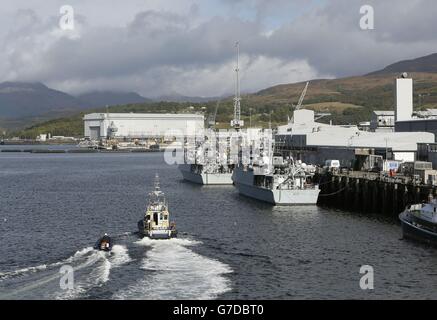 Faslane naval base, known officially as HM Naval Base Clyde, as the ...