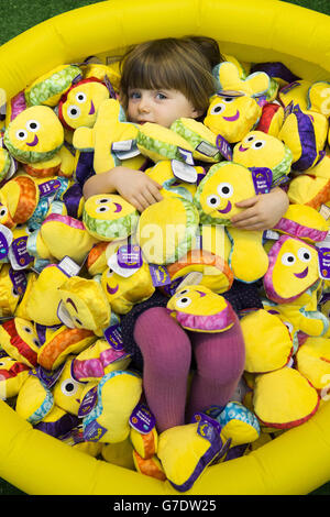 Isla Cooney, aged 3, plays with the brand new CBeebies Chatty Bugbies ...