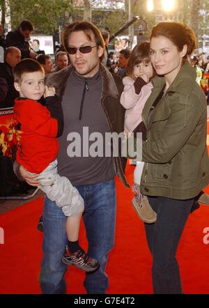 Actor Christian Slater with his wife Ryan Haddon (left) and mother-in ...