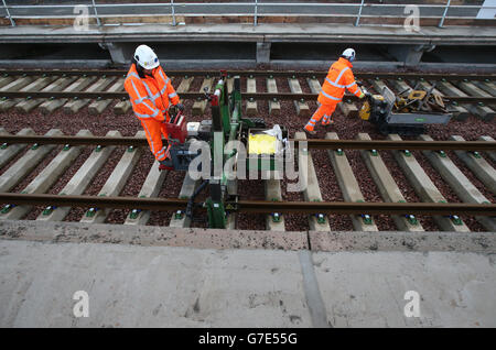 New rail tracks are installed at Shawfair station as Network Rail has ...