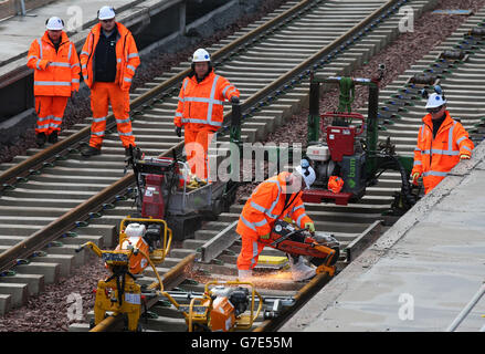 New rail tracks are installed at Shawfair station as Network Rail has ...