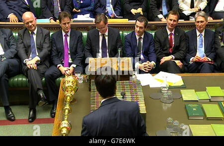 Labour Party front bench as Prime Minister David Cameron speaks during ...
