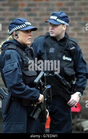 Armed police outside Newcastle Crown Court, where David Bieber is on ...