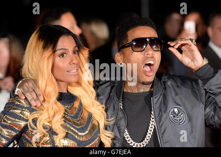 Kid Ink and Asiah Azante arriving at the Mobo Awards 2014 held at the ...