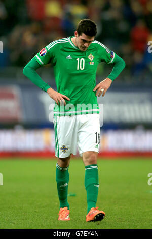 Northern Ireland's Kyle Lafferty looks on dejected after Poland's ...