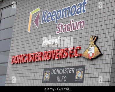 Signage at Keepmoat Stadium Stock Photo - Alamy