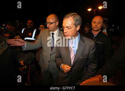 UKIP Leader Nigel Farage arriving for the Rochester and Strood ...