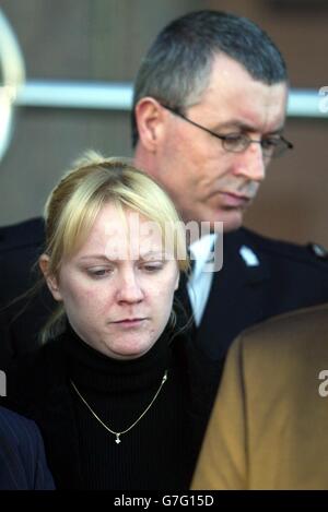 Wife of PC Ian Broadhurst, Eilisa (L) outside Newcastle Crown Court ...