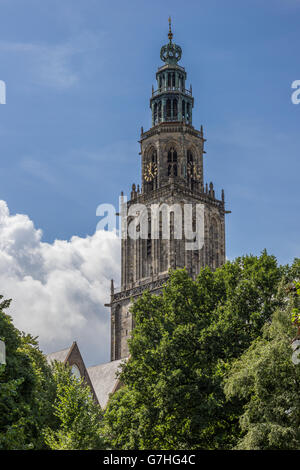 Martinitoren (Martini tower) in the city center of Groningen, The ...