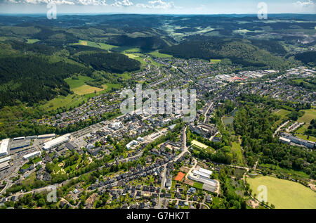 Aerial view, looking over Berleburg Castle with orangery on the town of ...