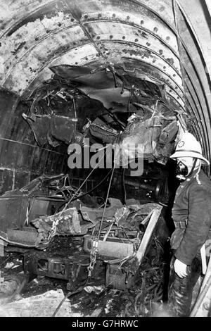 Squashed against the roof of the Tube tunnel at Moorgate is the first ...