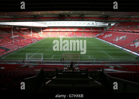 A general view of Anfield before the Premier League match between ...