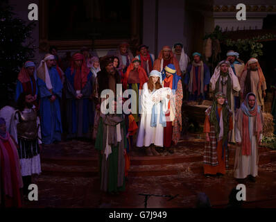 Actors performing scenes from The Wintershall Nativity outside BBC ...