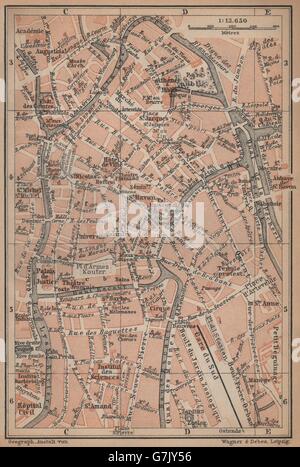 GHENT GENT GAND: Antique town plan. City map. Belgium. BRADSHAW, 1890 ...