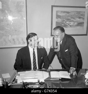 Sir Billy Butlin sat the Butlins Group offices in Oxford Street, London ...