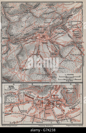 SPA ENVIRONS. Creppe. Belgium carte. BAEDEKER, 1901 antique map Stock ...