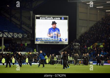 Everton fan Sylvester Stallone on the giant screen at Goodison Park ...
