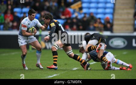 Wasps' Guy Thompson tackles Cardiff Blues' Macauley Cook during the LV ...